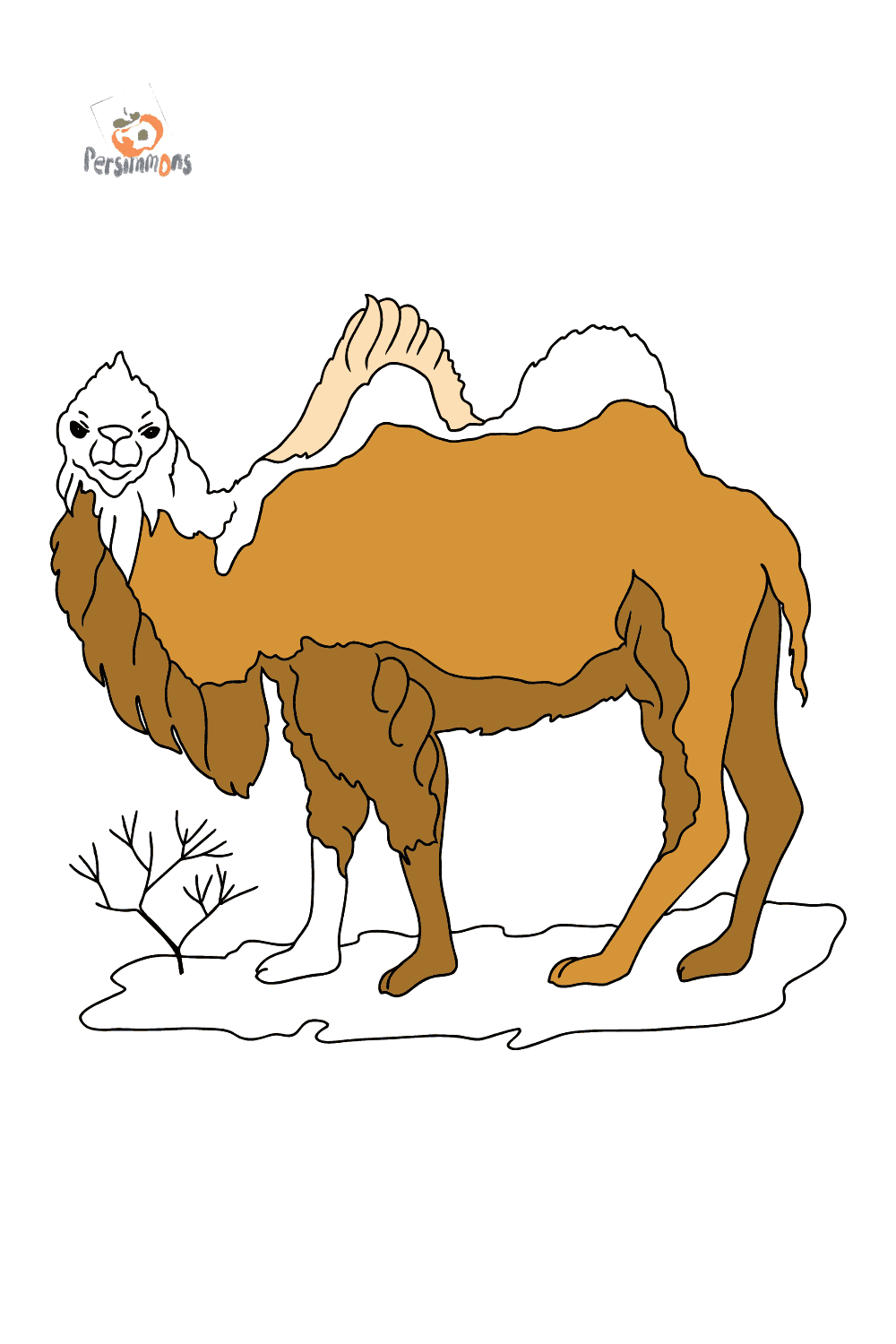 Boyama sayfası deve (kolay) | Coloring-for-Kids.com