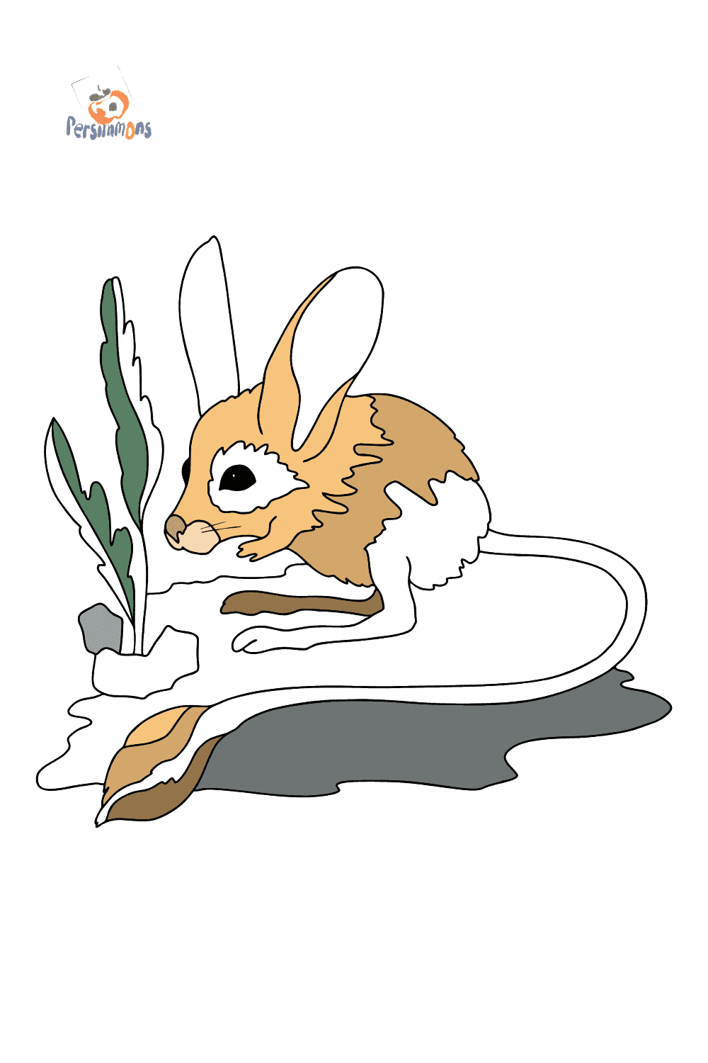 Coloring Page Printable fo free - A Jerboa is Looking Scared