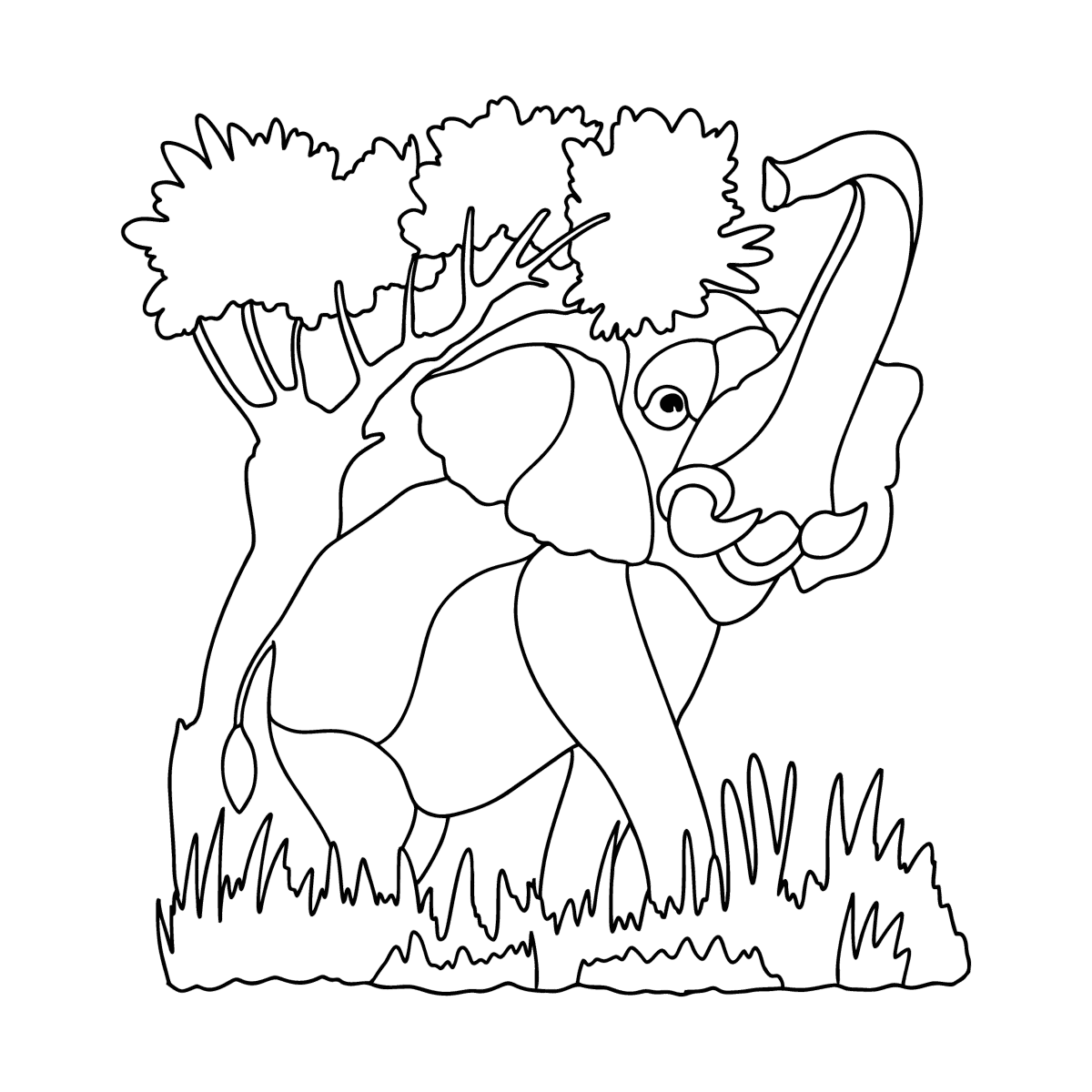 Mewarnai gambar Gajah yang cantik - Online dan Cetak Gratis!