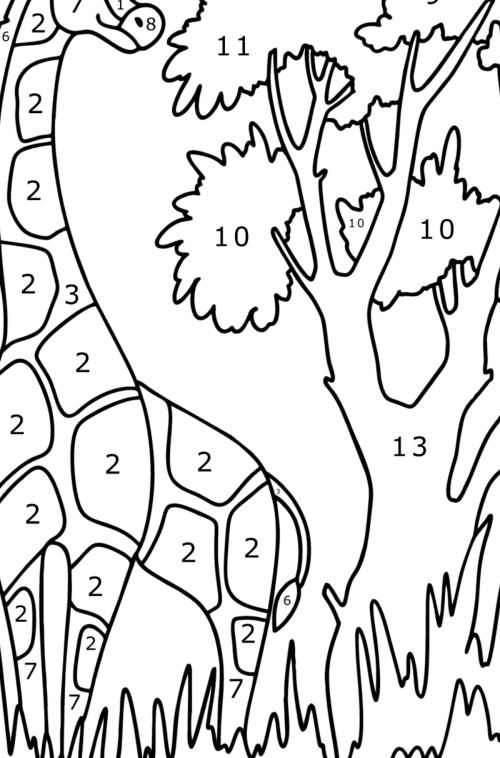 Giraffe in nature сoloring page ♥ Online and Print for Free!