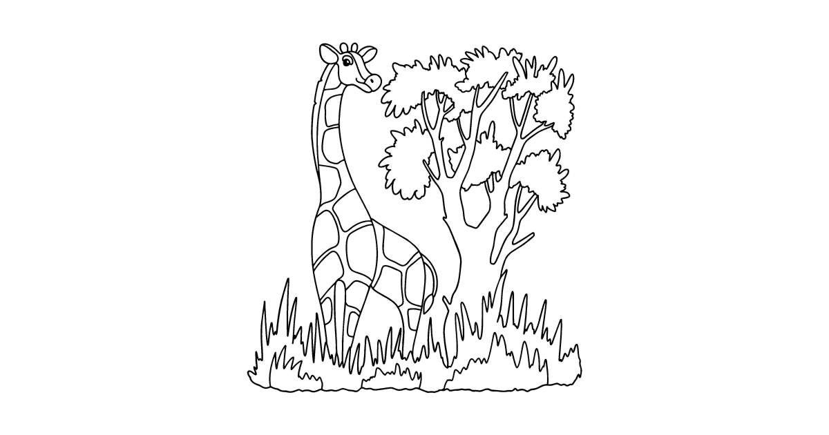 Giraffe in nature сoloring page ♥ Online and Print for Free!