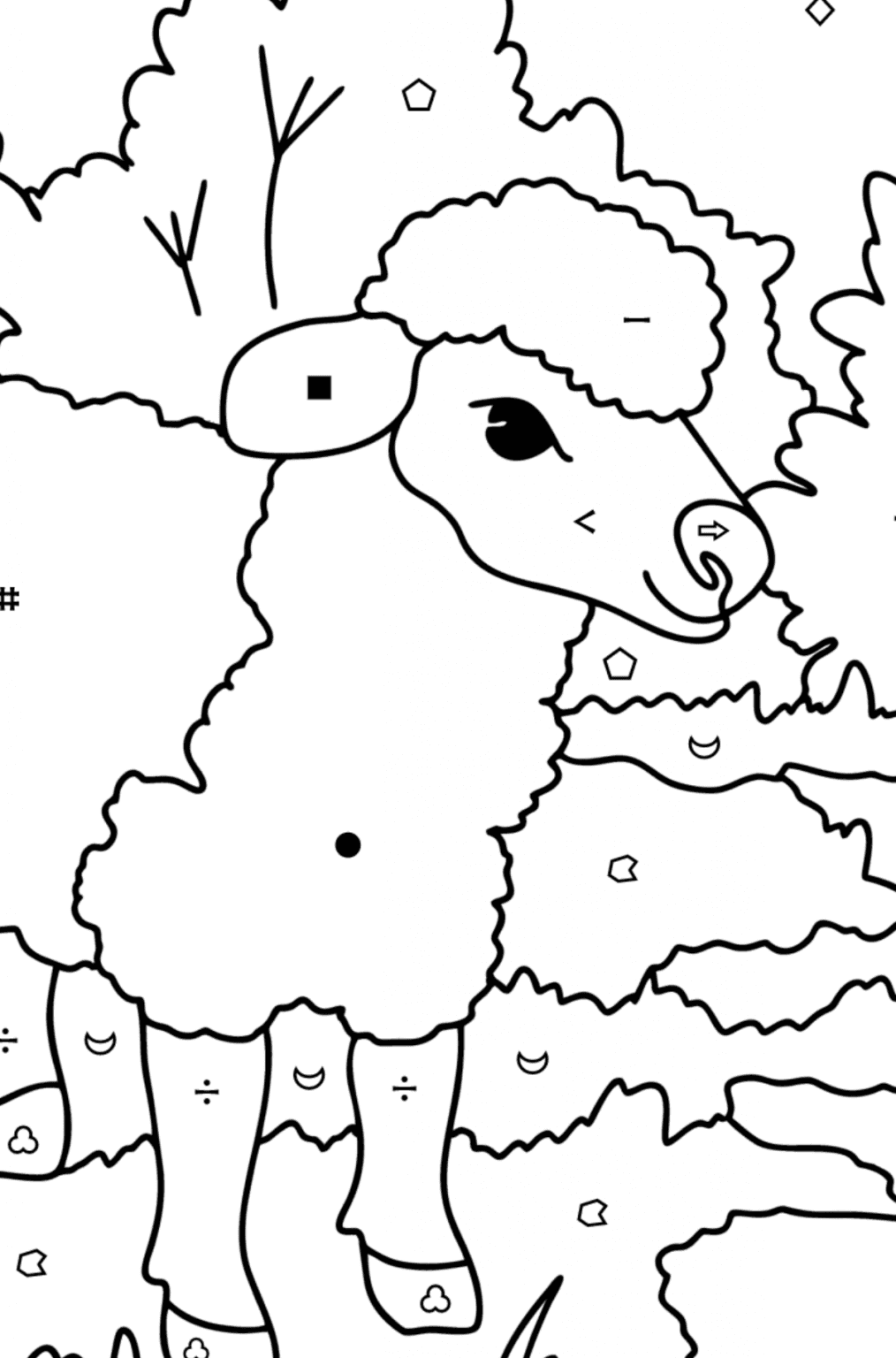 Mewarnai gambar Domba di alam - Online dan Cetak Gratis!
