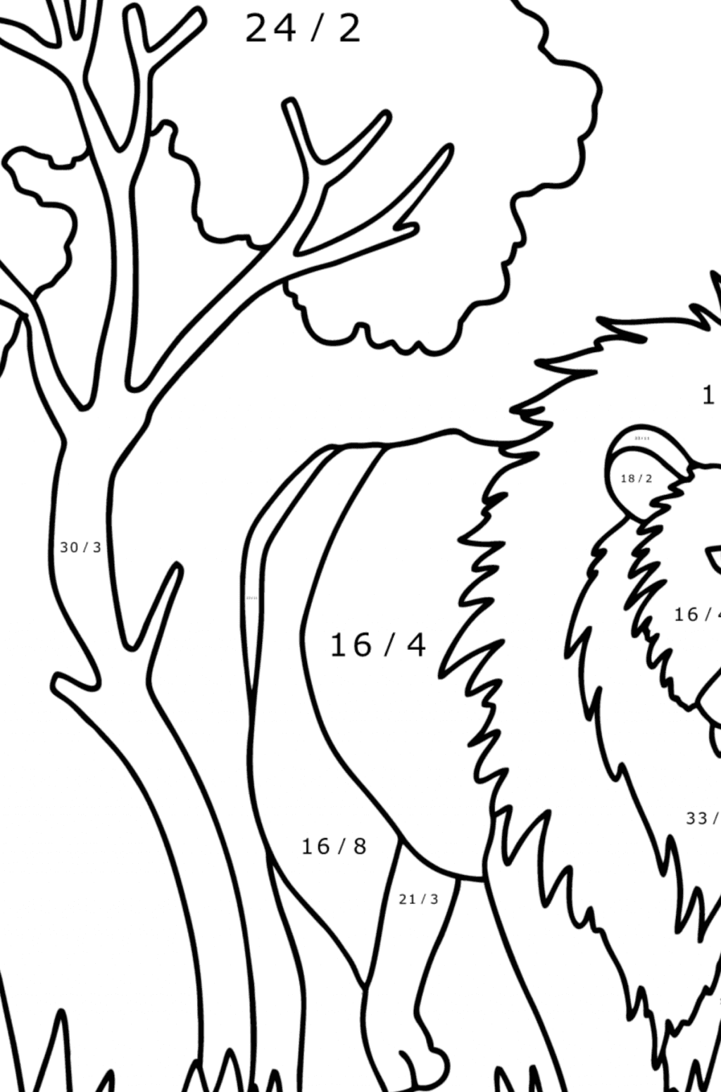 Lion in the Savannah сoloring page ♥ Online and Print for Free!