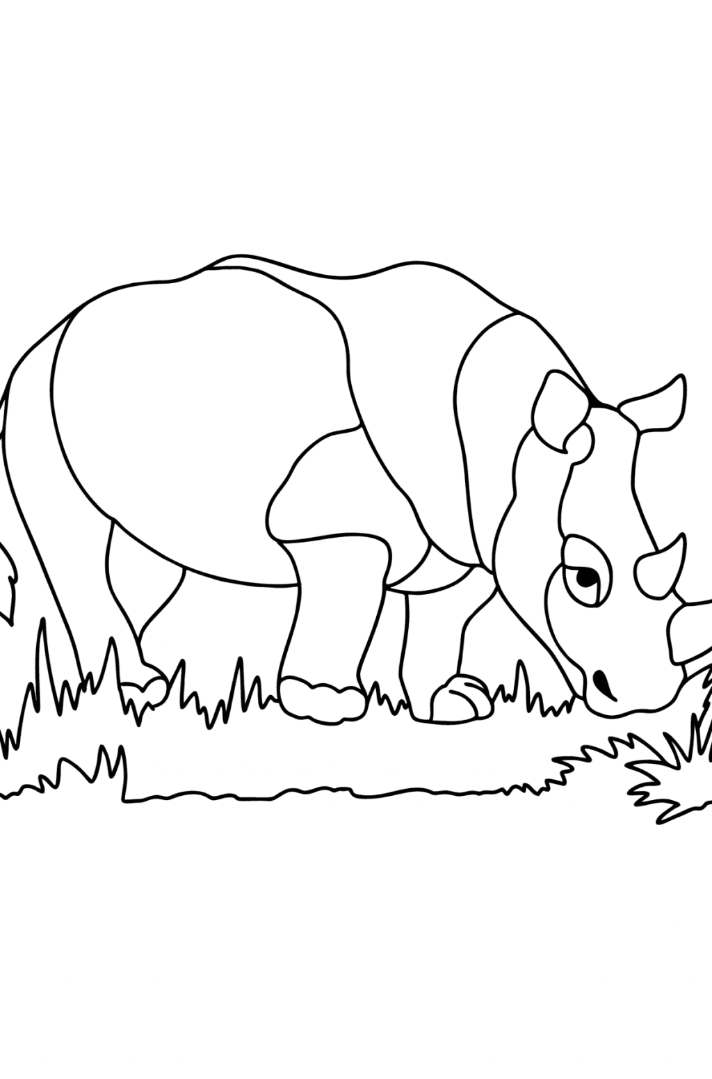 Dibujo Rinoceronte en sabana para colorear ♥ Imprime y en Línea