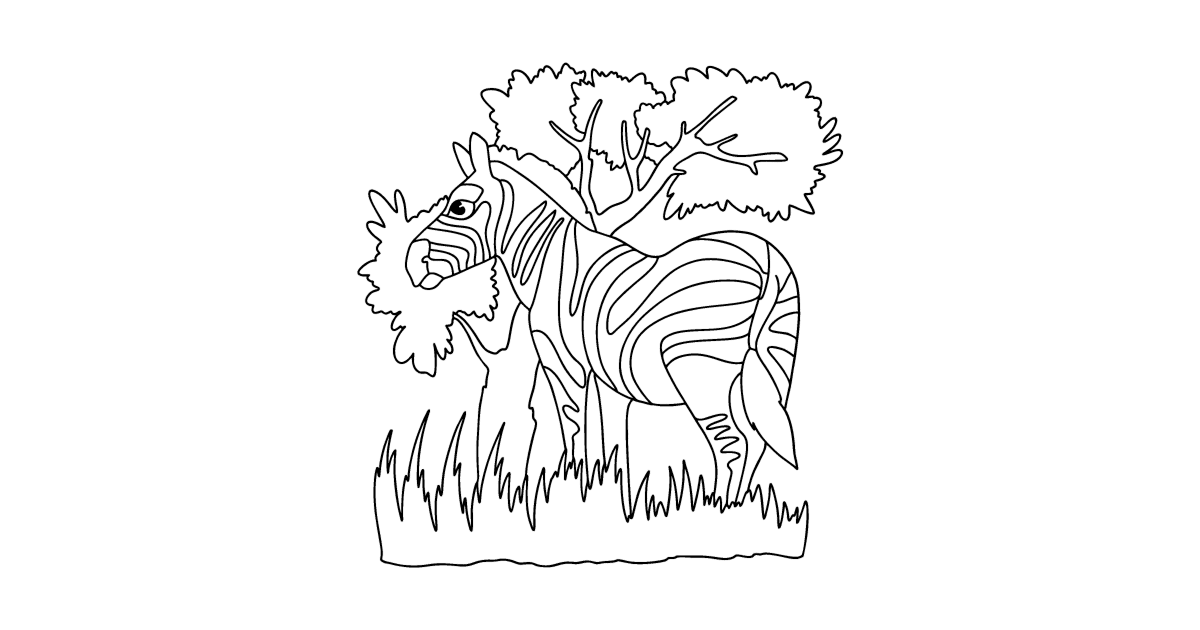 Boyama sayfası Doğada zebra | Coloring-for-Kids.com