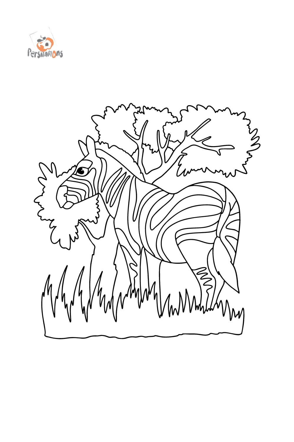 Boyama sayfası Doğada zebra | Coloring-for-Kids.com