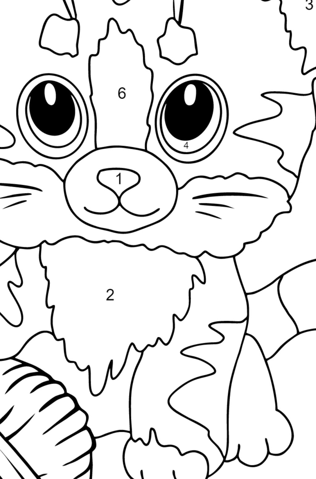 Dibujo de Gatito y Bola de hilo para colorear - Imprime y en Línea
