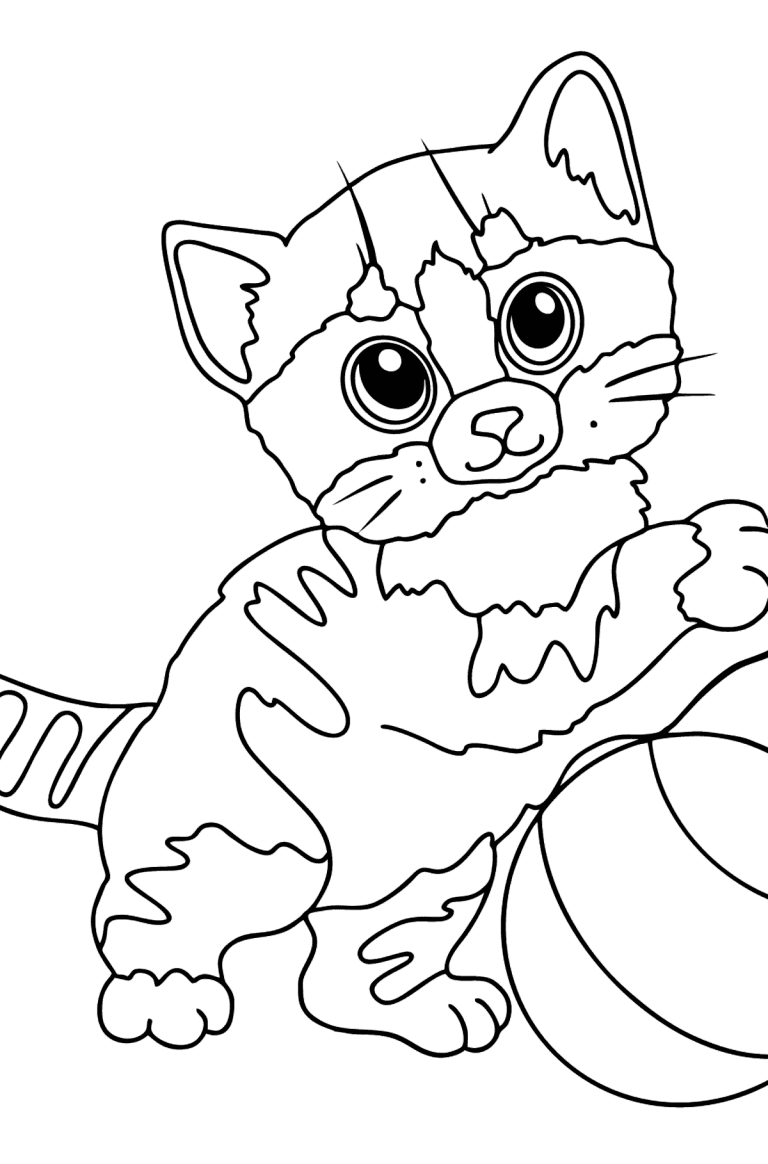 Mewarnai gambar kucing lucu (mudah) - Online dan Cetak Gratis!