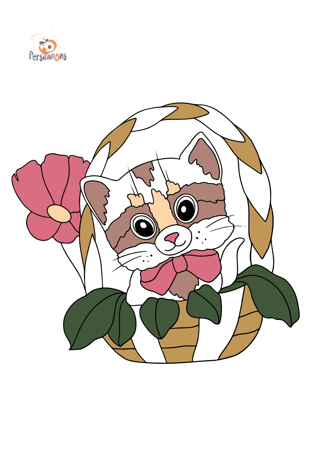 Little Kitten in a Basket coloring page ♥ Online and Print for Free!