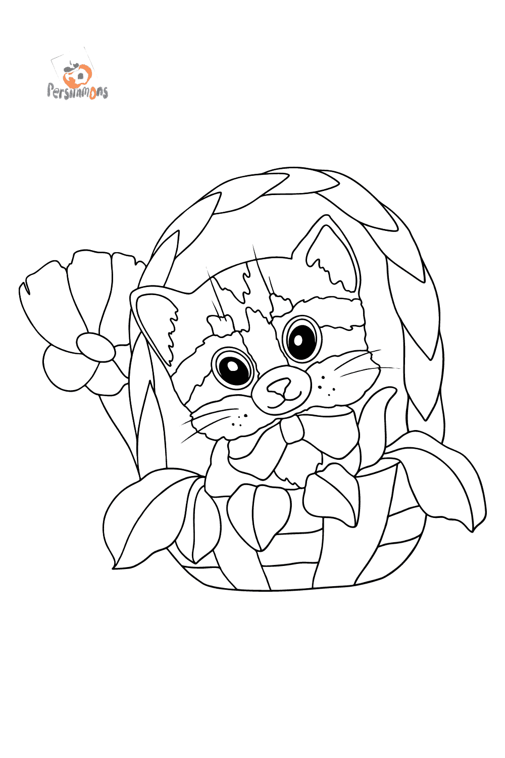 Little Kitten in a Basket coloring page ♥ Online and Print for Free!