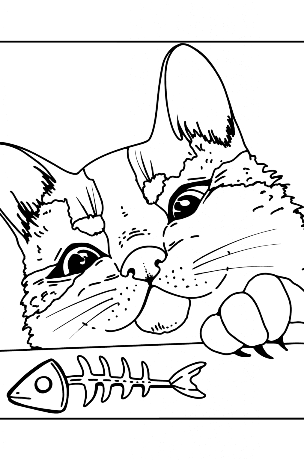 Mewarnai gambar kucing dan anak kucing - Unduh, cetak, online