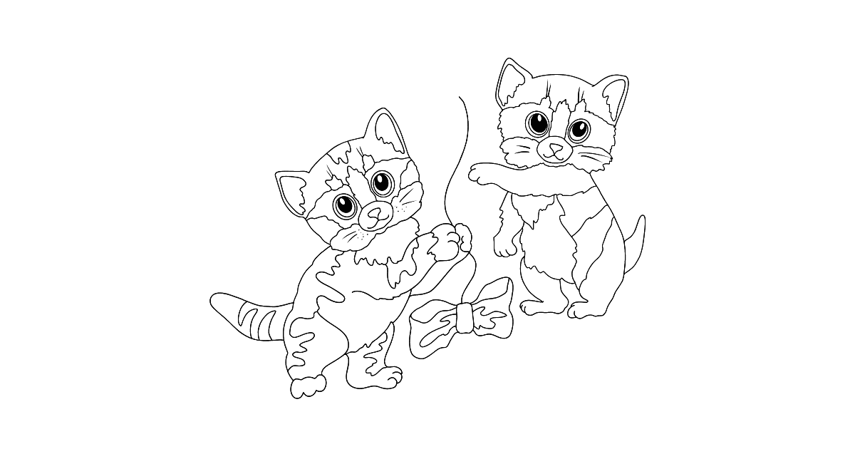 Fluffy Kittens coloring page ♥ Online and Print for Free!