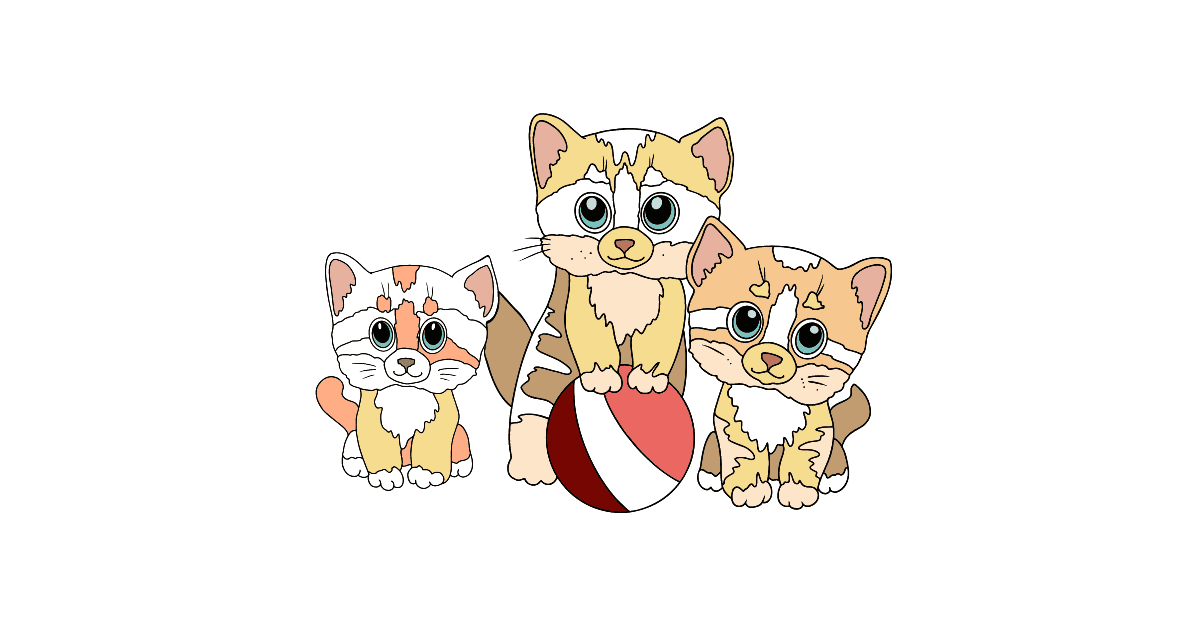 Three Kittens with Ball coloring page ♥ Online and Print for Free!