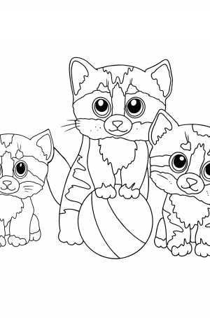 Three Kittens with Ball coloring page ♥ Online and Print for Free!