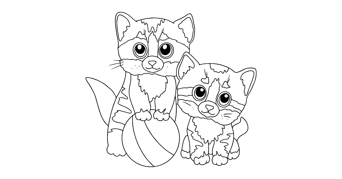 Two Kittens coloring page ♥ Online and Print for Free!