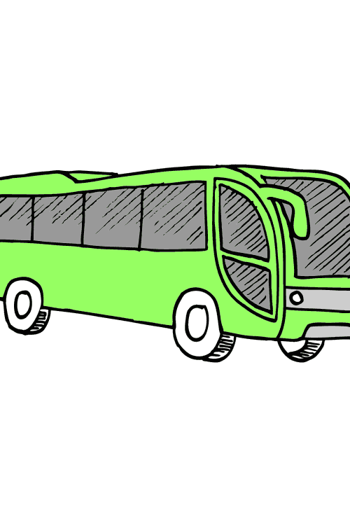 Simple Coloring Page - A Joyful Bus - Print!
