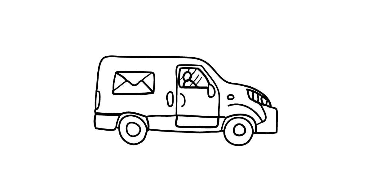 Coloring Page - A Car is Carrying Mail ♥ Download pictures (A4)