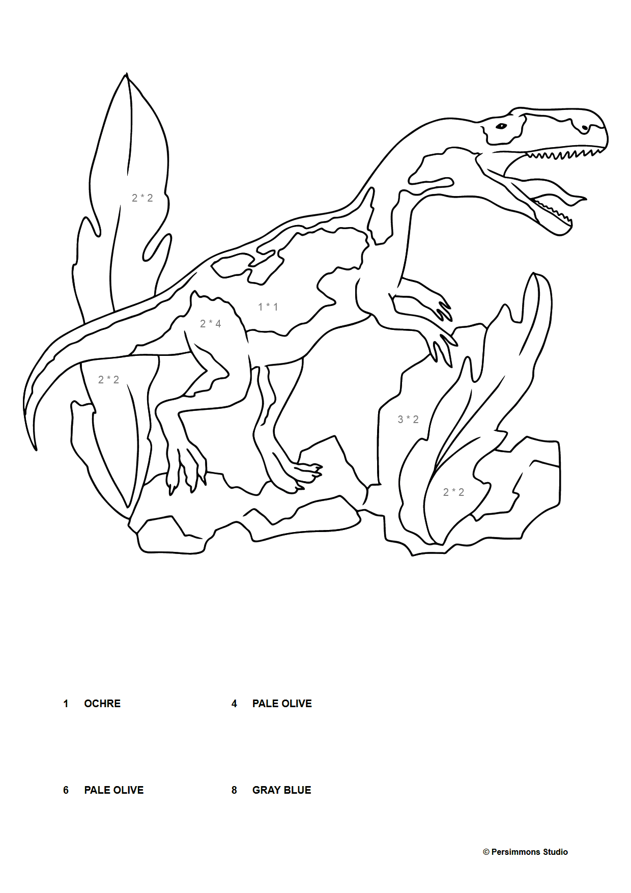 A Dinosaur picture - color by number