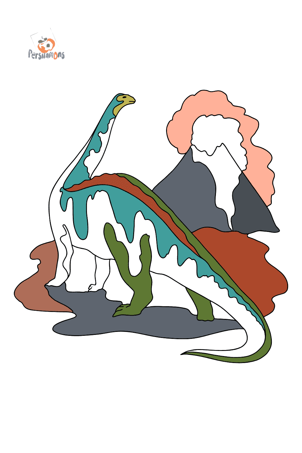 Mewarnai gambar brontosaurus (sulit) - Online dan Cetak Gratis!