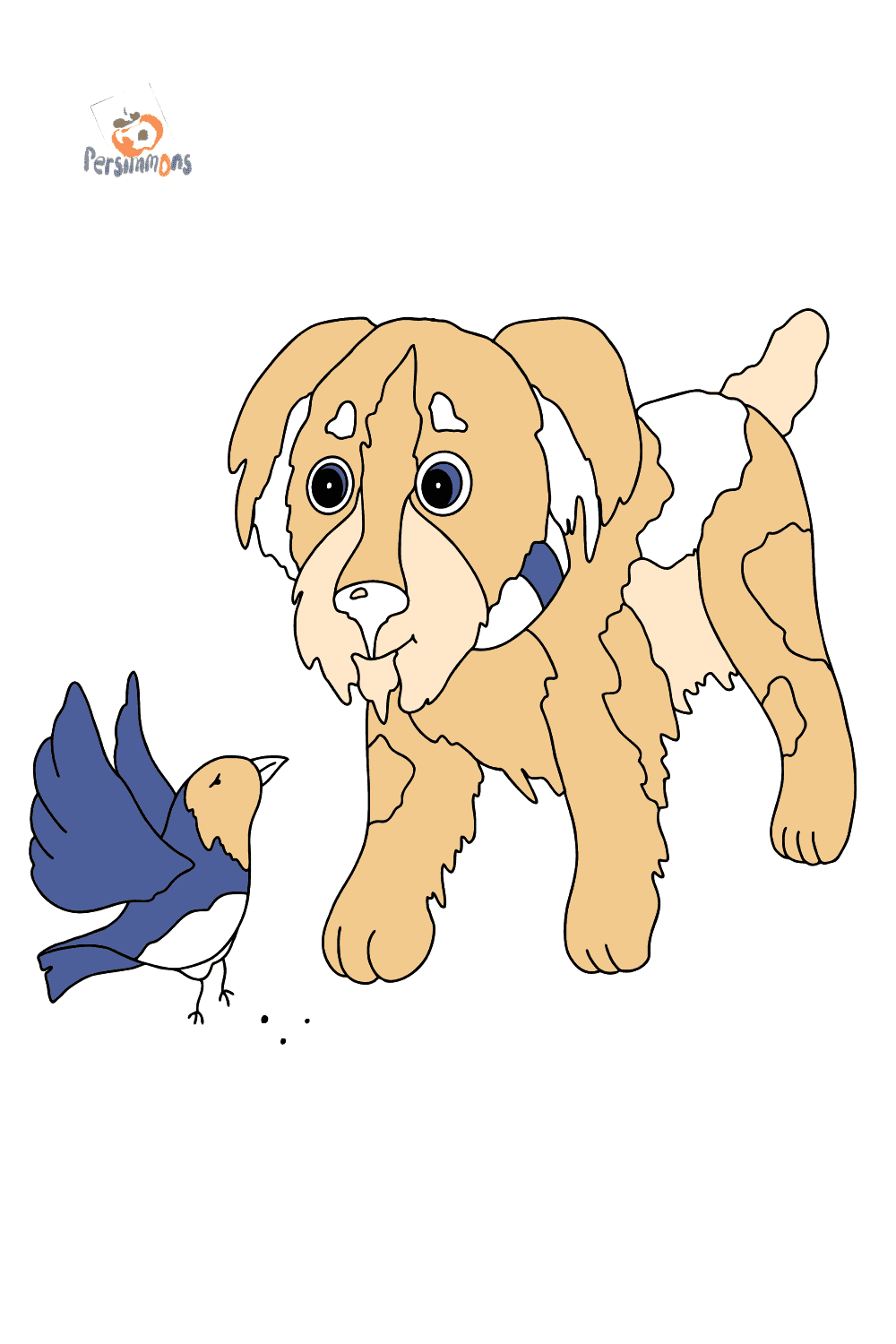 Print Coloring Page - A Dog is Talking to a Bird