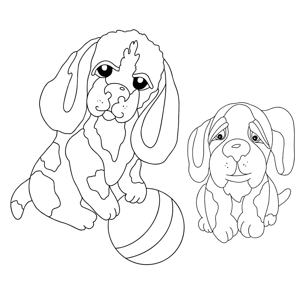 Målarbild valp (svår) ♥ Måla Online och Skriv ut Gratis!