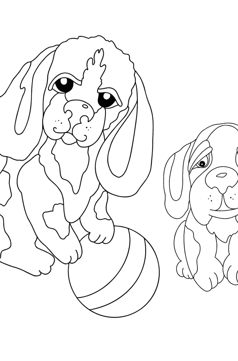 Mewarnai gambar anjing - Unduh, cetak, online untuk anak-anak!