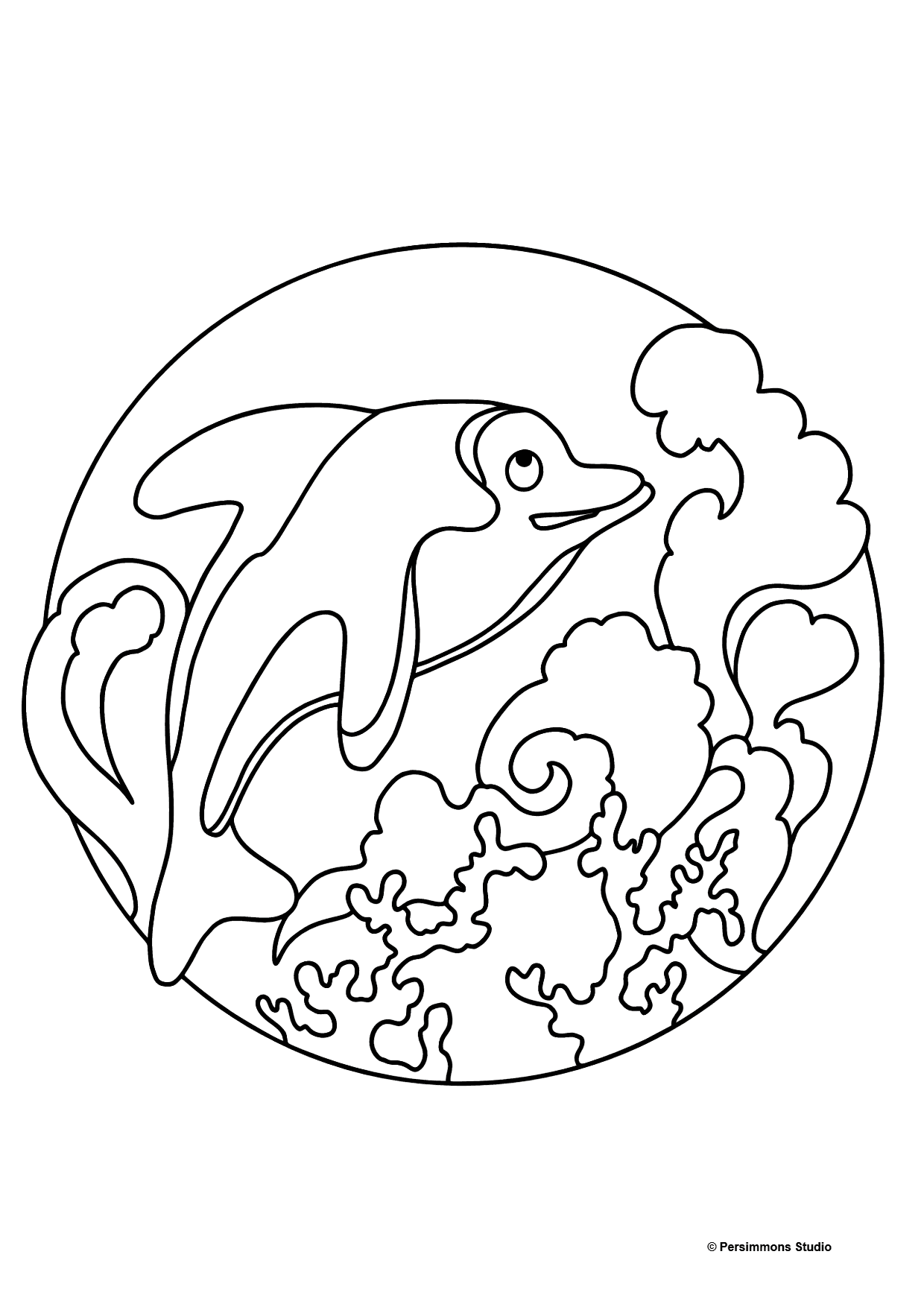 Coloring Page With A Dolphin - Download and Online!