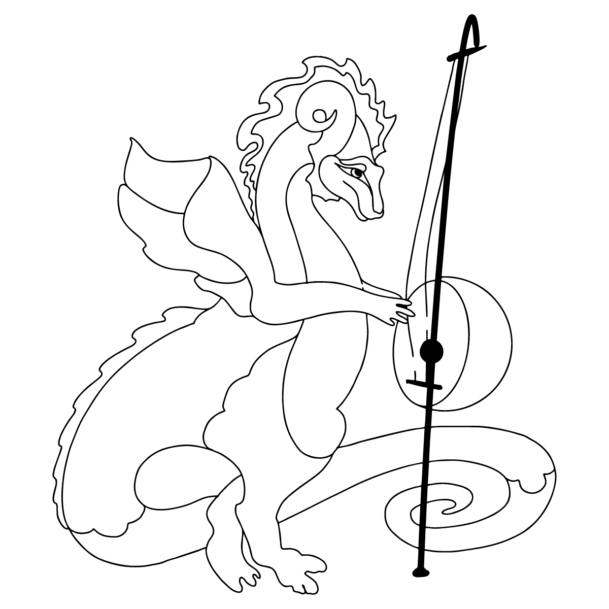 Musical Dragon Coloring Page (difficult) ♥ Online and Print for Free!