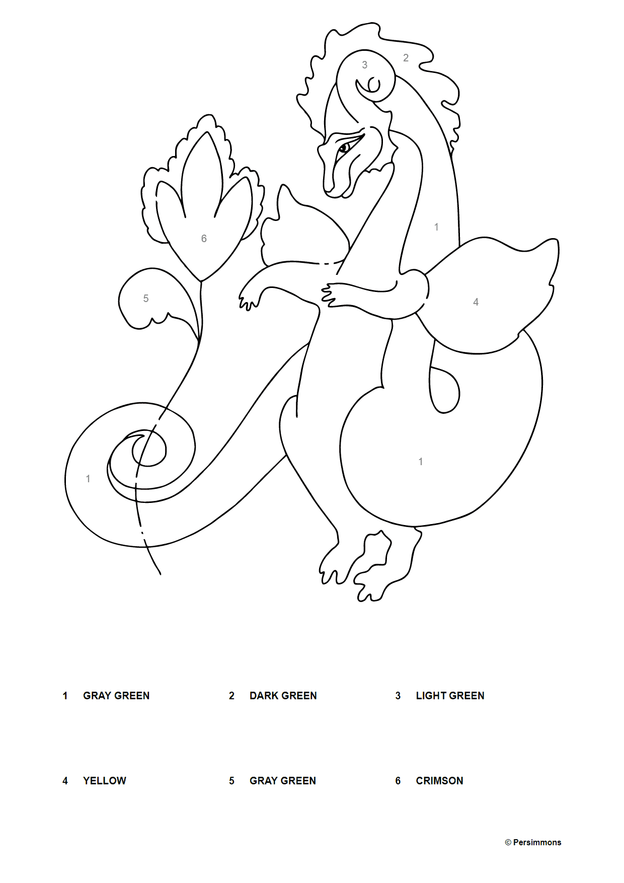 Coloring Page - A Dragon with a Flower - Download Picture (A4)