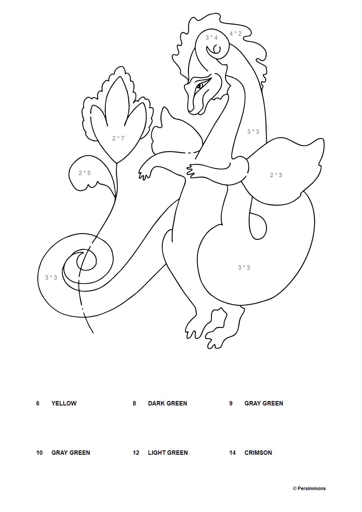 Coloring Page - A Dragon with a Flower - Download Picture (A4)