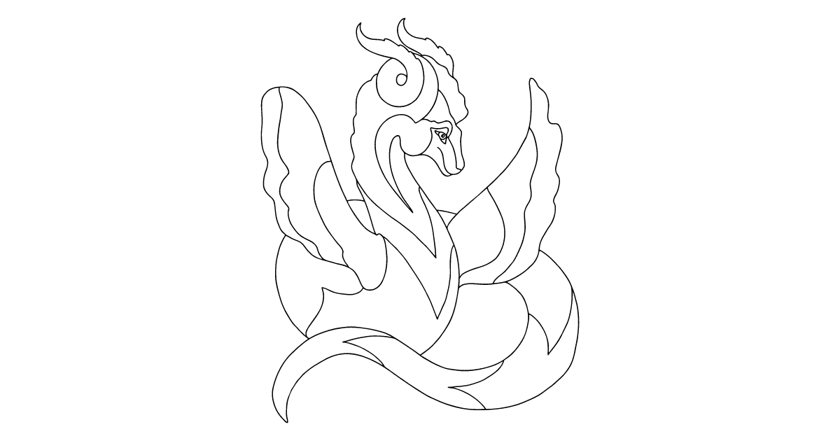 Download a Beautiful Coloring Page - A Dragon with a Tail