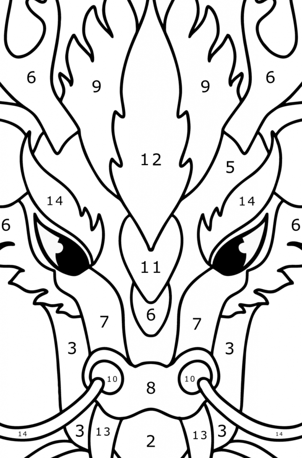 Dragon head coloring page ♥ Online and Print for Free!