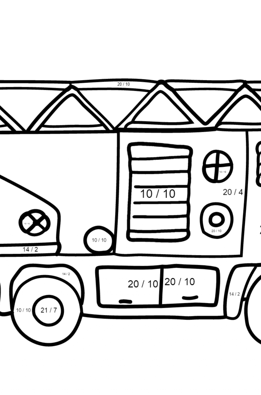 Tegning til fargelegging brannbil ♥ Online og skrive ut gratis!