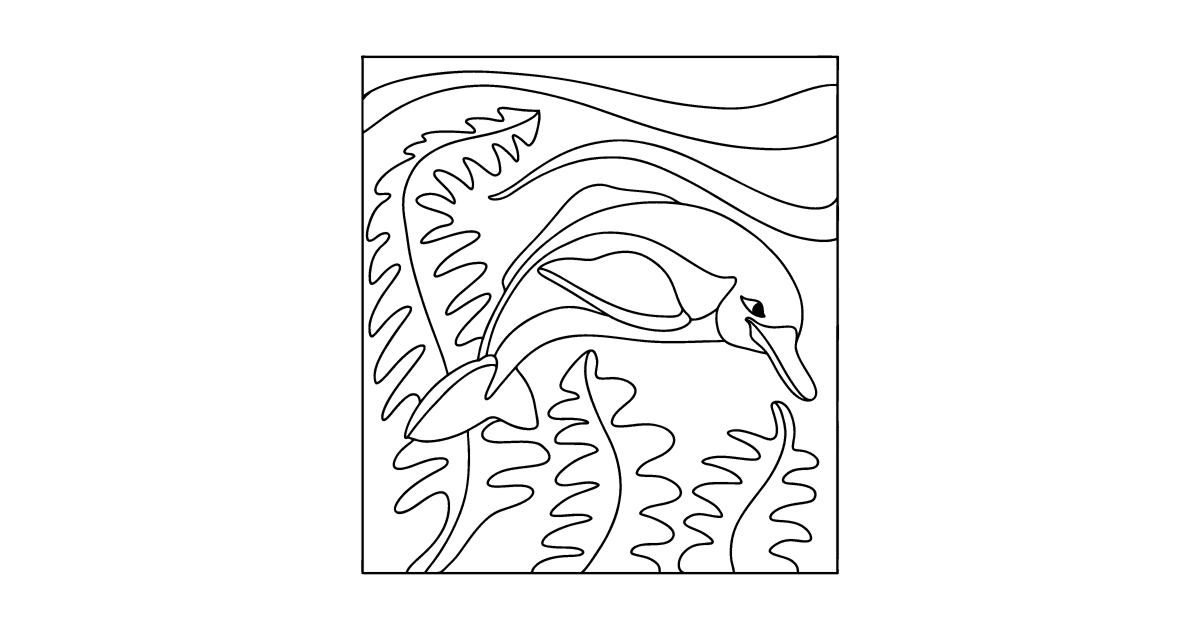 Tegning til farvning kinesisk floddelfin ♥ Online og Print gratis!