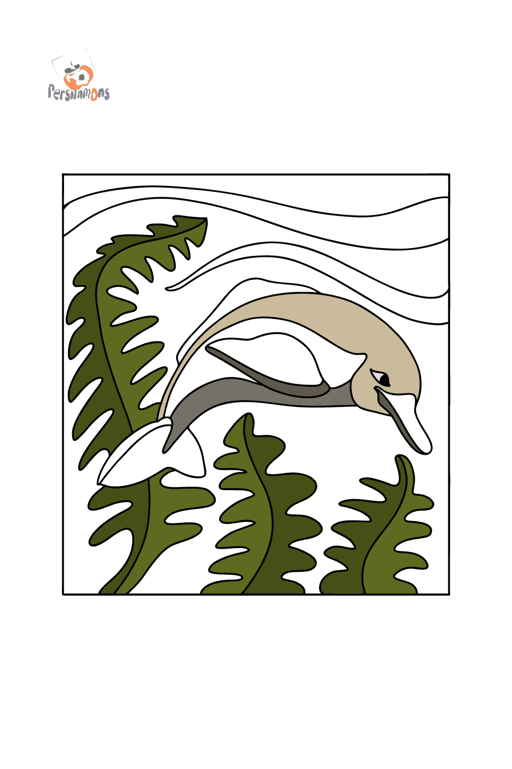 Tegning til farvning kinesisk floddelfin ♥ Online og Print gratis!