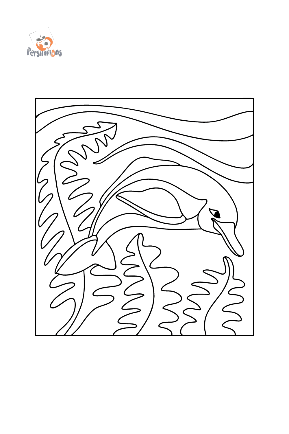 Tegning til farvning kinesisk floddelfin ♥ Online og Print gratis!