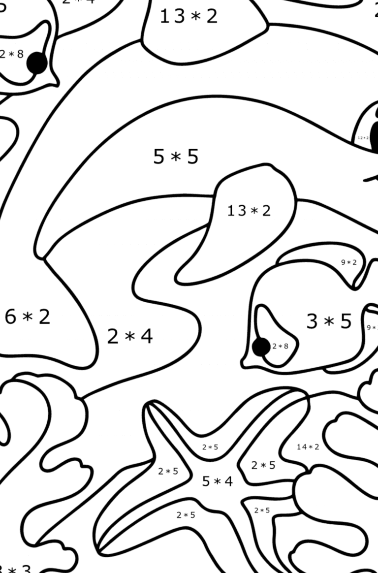 Dolphin, Starfish and Fish coloring page ♥ Online and Print for Free!