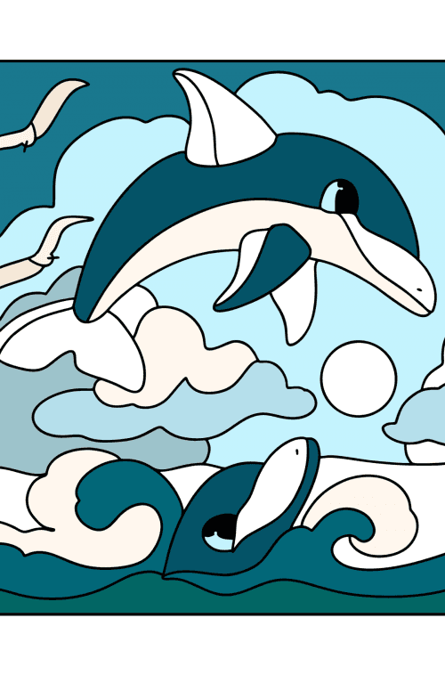 Tegning til farvning kinesisk floddelfin ♥ Online og Print gratis!