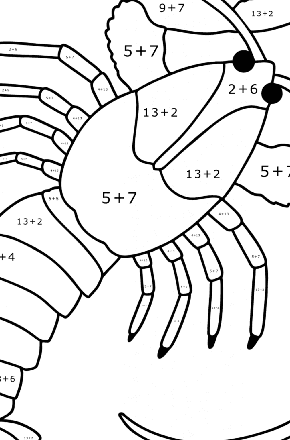 Ausmalbild nautisch Hummer für Kinder ♥ Kostenlos Drucken und Online!