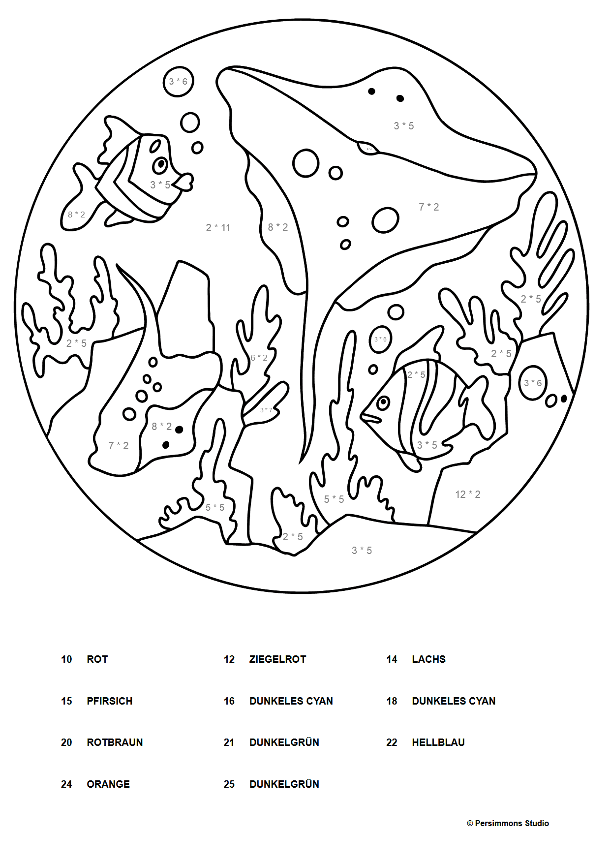 Ausmalbild - Fische und Rochen ♥ Kostenlos Drucken und Online!