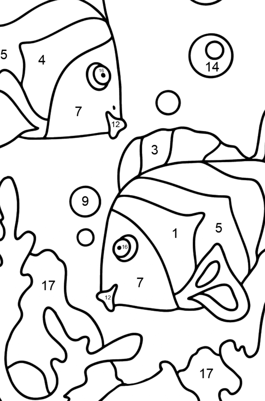 Målarbild liten fisk ♥ Måla Online och Skriv ut Gratis!