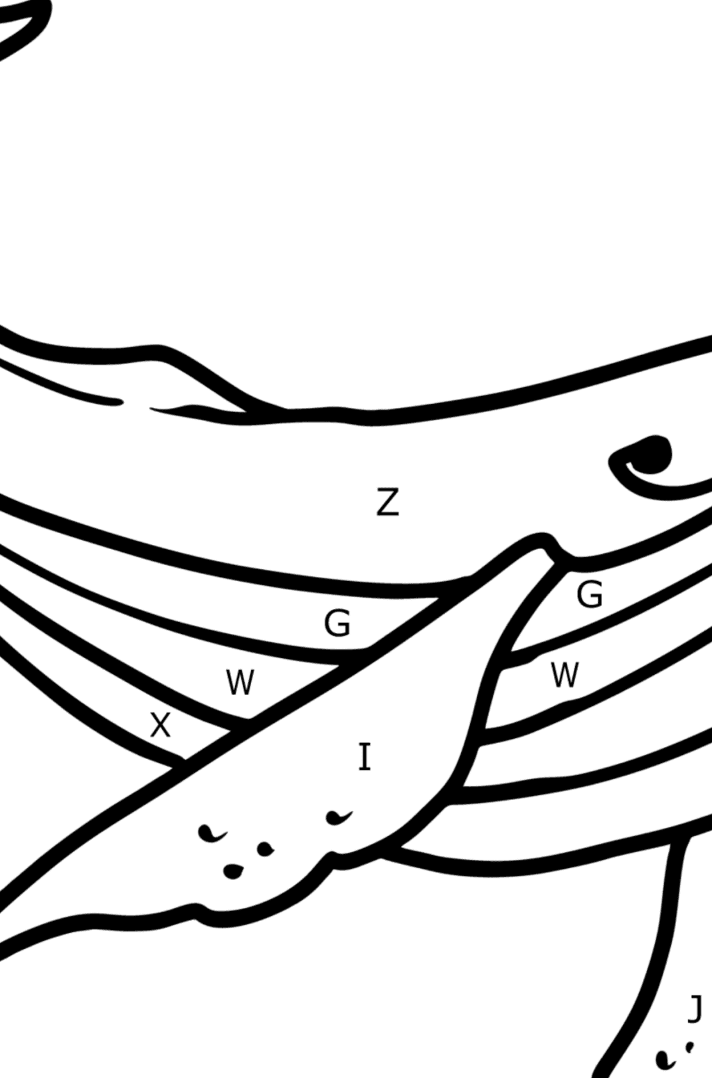 Desen de colorat balena cu cocoașă ♥ Online și Imprimați Gratuit!