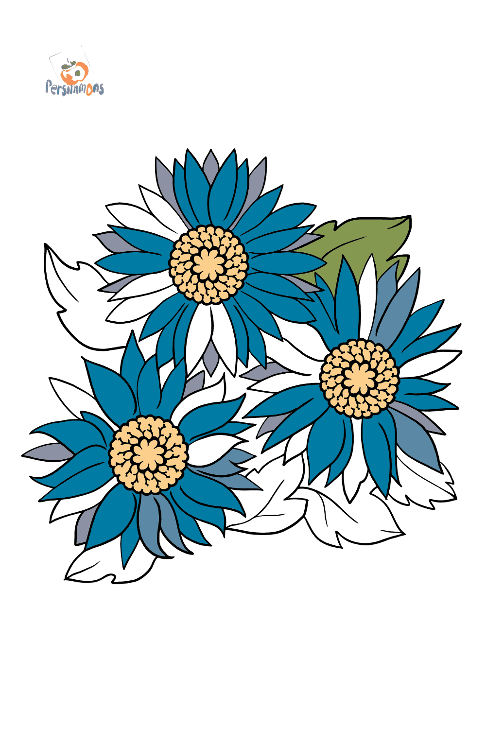 Blue Gerbera Coloring Page ♥ Online and Print for Free!