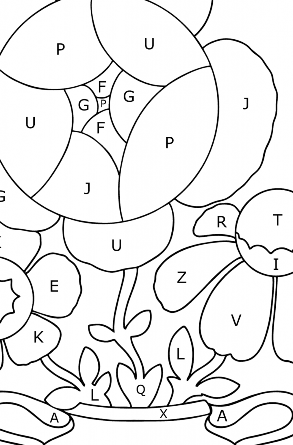Coloriage Fleurs dans un vase ♥ En ligne ou imprimer