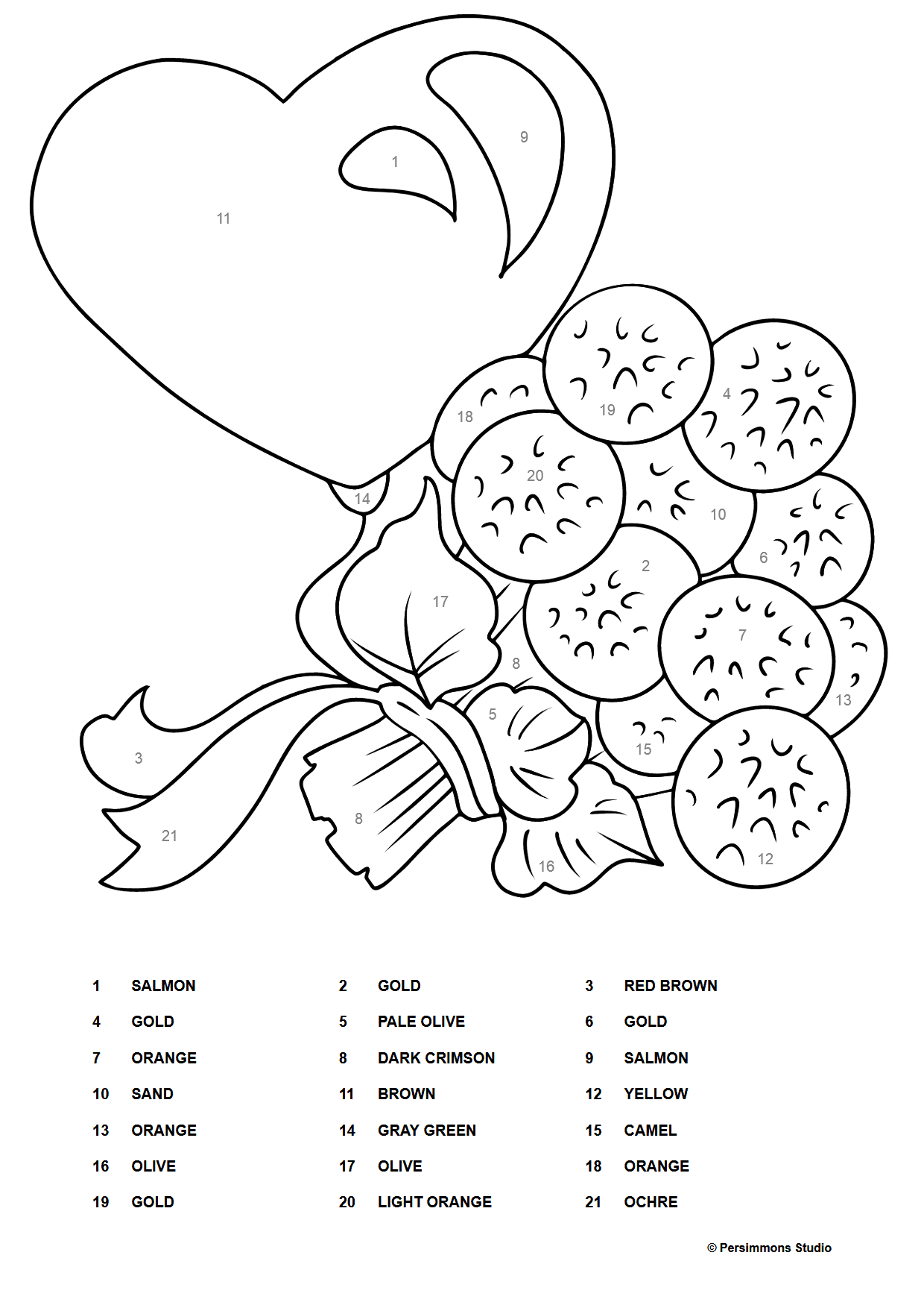 Coloring Page - flowers with a heart - Print for Free!