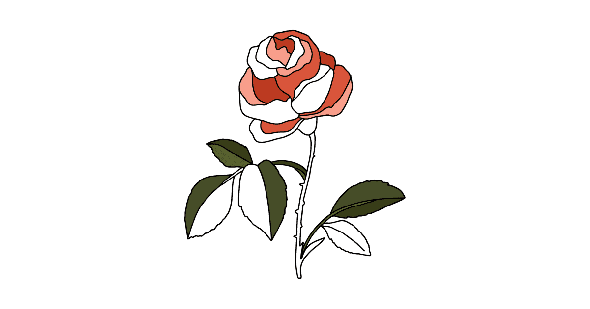 Red rose coloring page ♥ Online and Print for Free!