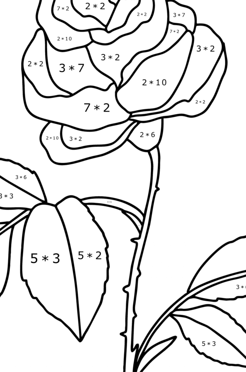 Red rose coloring page ♥ Online and Print for Free!