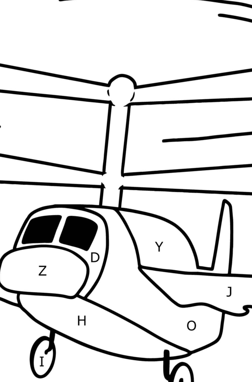 Desen de colorat frumos elicopter militar ♥ Online și Imprimați!