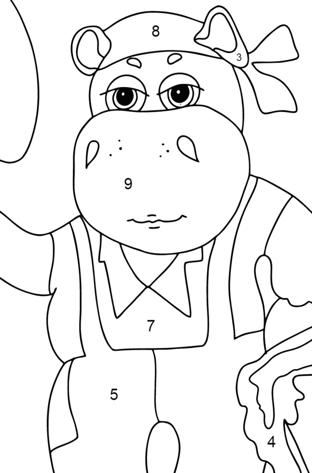 Hippopotam in the garden (simple) coloring page ♥ Online and Print