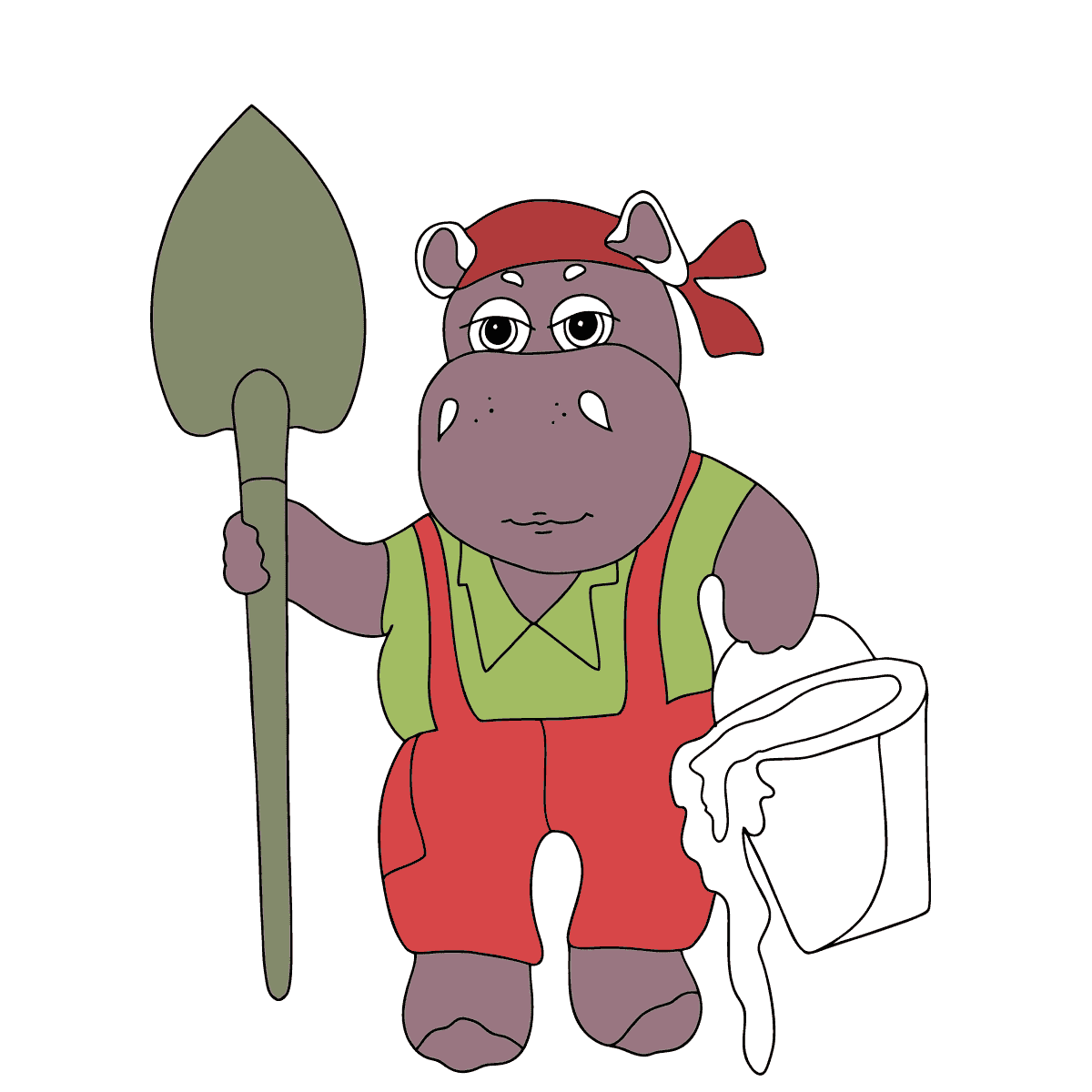 Hippopotam in the garden (simple) coloring page ♥ Online and Print